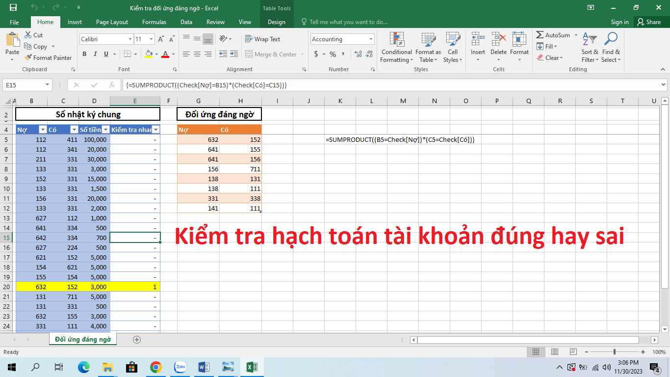 File mẫu Excel kiểm tra đồng loạt hàng nghìn nghiệp vụ kế toán hạch ...